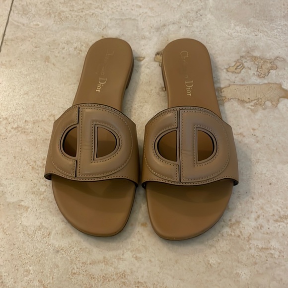 Dior | Shoes | Christian Dior Dclub Slides Camel Brown Leather | Poshmark